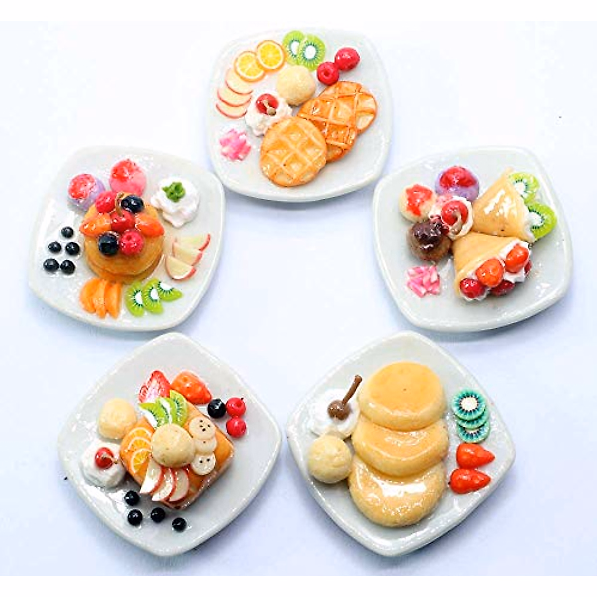 ThaiHonest 5 Dollhouse Miniatures Pancake & Waffle Food Supply Handcrafted,Tiny Food