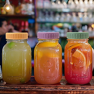 CJPSL Plastic Mason Jar Lids (8PCS) - Macaron Color Mason Jar Lids for Mason Jars, Ball Jars, Kerr Jars, etc. with Silicone Rings，Thickened and leakproof, Reusable Jar Lid Tops. (Regular mouth 70 mm)