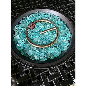 Mr. Fireglass Crushed Fire Glass for Natural or Propane Fire Pit Fireplace & Landscaping,10 lb High Luster Light Sea Blue