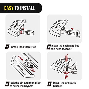 Nilight Hitch Step with 2" Hitch Receiver Rear Bumper Guard Protector Compatible with Car Truck Vehicles Upgraded Textured Black Hitch Step Bar with Hitch Lock & U-Bolts Stabilize,2 Years Warranty