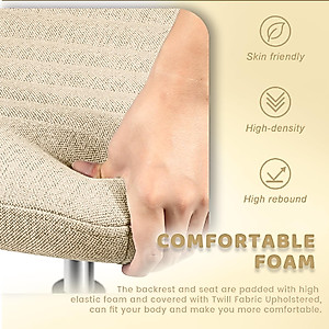 LEMBERI Fabric Padded Desk Chair No Wheels, Armless Wide Swivel Home Office Desk Chair,120° Rocking Mid Back Ergonomic Computer Task Vanity Chair for Office, Home, Make Up,Small Space (Yellow)