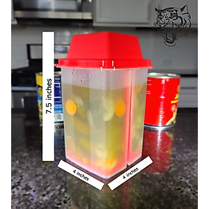 Chilero Pickled Food Container Contenedor Para Jalapenos Jalapeños Curtidos Pic Deli with Strainer (Red)