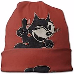 Felix Cartoon Cat Character Red Adult Size Beanie Knit Hat