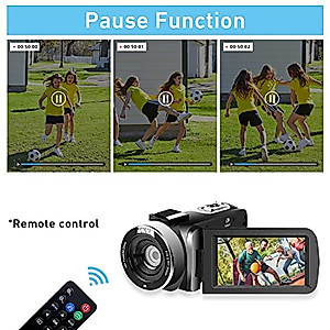 ZOLAMENTE Video Camera, Camcorder 2.7K 30FPS, 16x Digital Zoom YouTube Camera, Infrared IR Night Vision Camcorder Camera, 3.0" 270° Rotating Screen LED Vlogging Camera