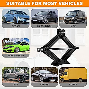 Scissor Lift Jack for Car - 2 Ton apacity Car Jack with Speed Crank Handle- Lifting Jack Car Kit with Wrench(17/19/21/23mm Sockets) for Auto/SUV/MPV