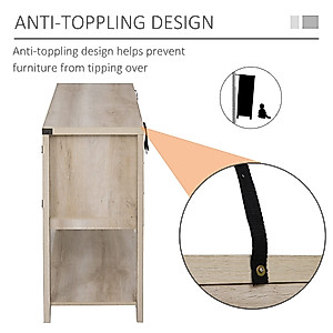 HOMCOM Farmhouse Double Door Coffee Bar Cabinet, Sideboard Buffet Cabinet, Kitchen Cabinet with Bottom Shelf for Entryway, Living Room, Oak