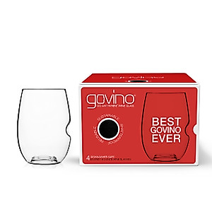 govino Go Anywhere Wine Glasses | Dishwasher Safe, Flexible, Shatterproof, and Recyclable | 16 oz. Each | Set of 4.