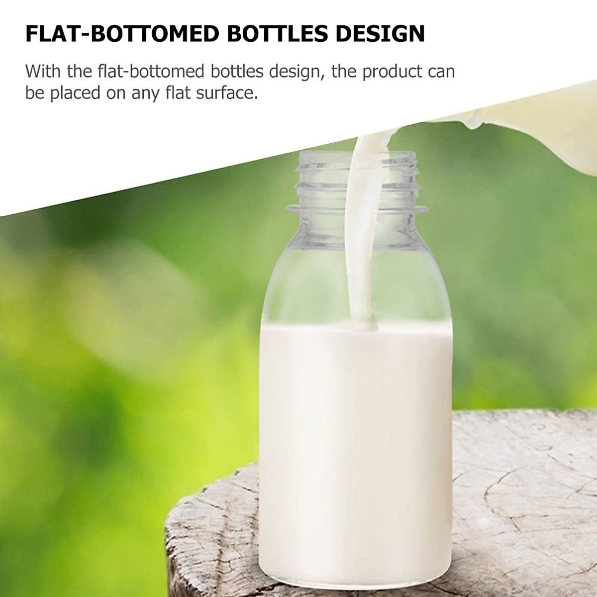 DOITOOL Plastic Juice Bottles with Caps - 15Pcs Reusable Juice Containers with Lids for Fridge - Clear Refillable Water Bottles Smoothie Bottle for Homemade Juices, Milk, Tea（100ml/3.4oz