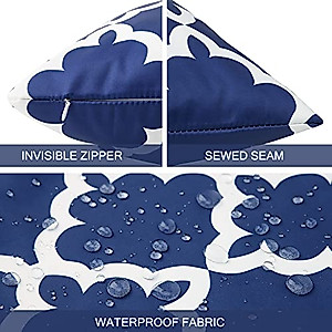 Outdoor Waterproof Lumbar Pillow Covers 12x20 Inches Navy Blue Patio Outdoor Throw Pillows Cushion Cases for Couch Porch Furniture Set of 2