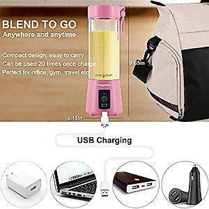 Portable Blender for Shakes and Smoothies Personal Blender USB Rechargeable Small Smoothie Blender (Pink)