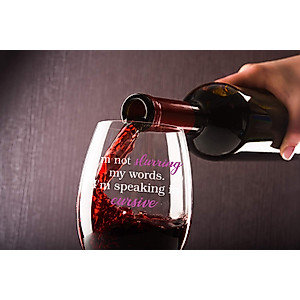I'm Not Slurring My Words. I Am Speaking Cursive 15oz Stemless Crystal Wine Glass - Funny Girls Night Unique Birthday Gift For Women Mom Wife Sister Best Friend Wine Glass with Sayings - CBT Wine