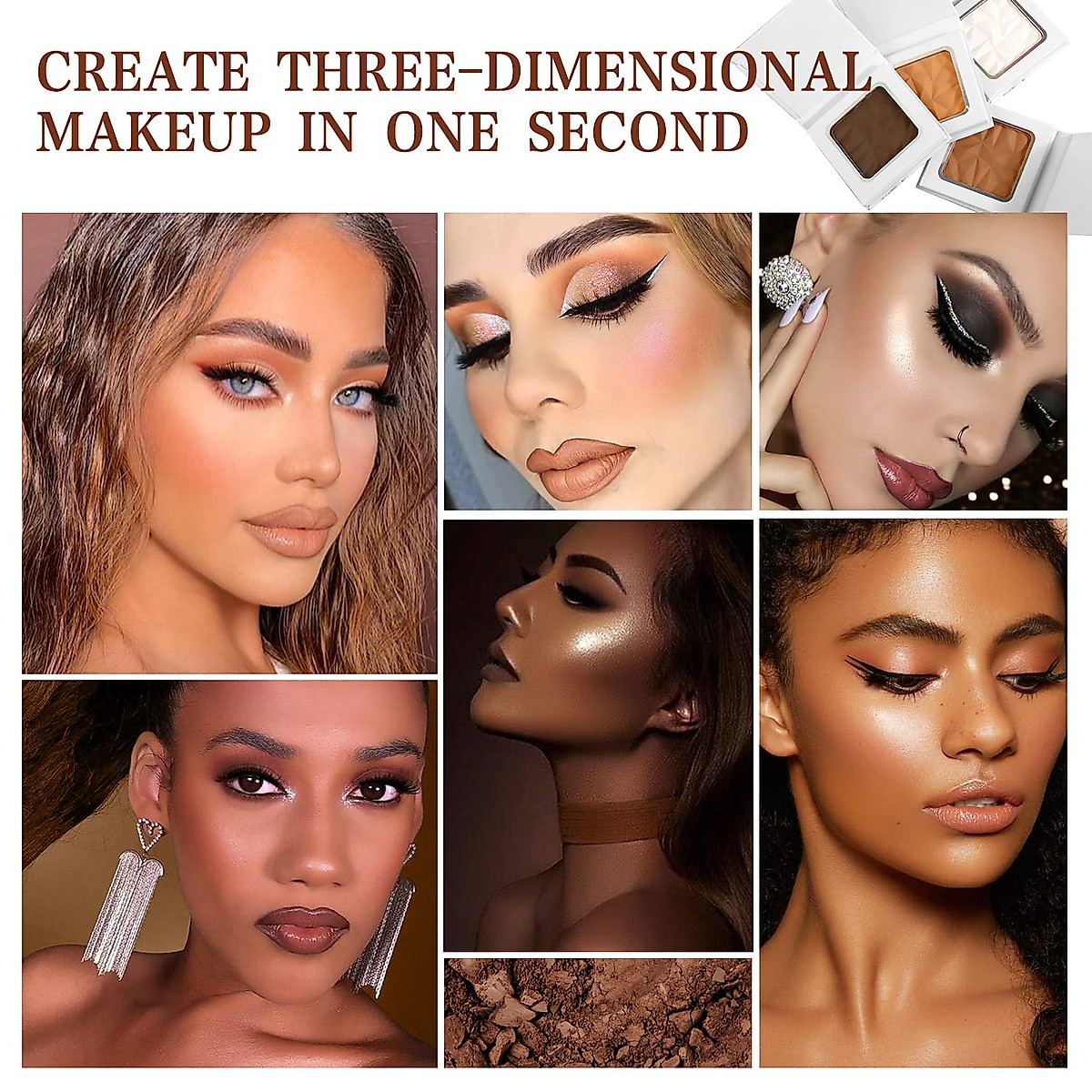 Matte White Highlight Contour Palette Bright,Mini Professional Matte Contouring Makeup Pallet for Face,Long Lasting Smooth Powder for Face,Convenient,Cruelty-Free & Vegan