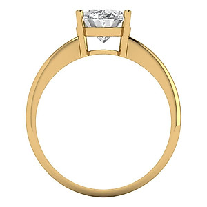 Clara Pucci Yellow 14k Solid Gold Solitaire anniversary Engagement Promise Bridal Ring - 2 Carat Oval Cut Clear Simulated Diamond Size - 7.25