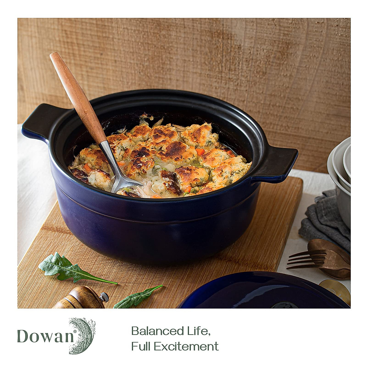 DOWAN Ceramic Casserole, 9 inch Casserole Cookware Oven Safe