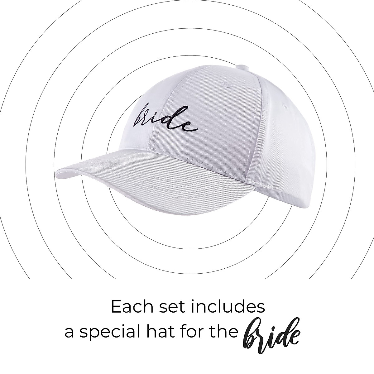 Pop Fizz Designs Bachelorette Hats ( 10 Pack) 1 White Bride Hat | 9 Black Squad Hats I Bride Tribe Baseball Caps I Bachelorette Party Favors