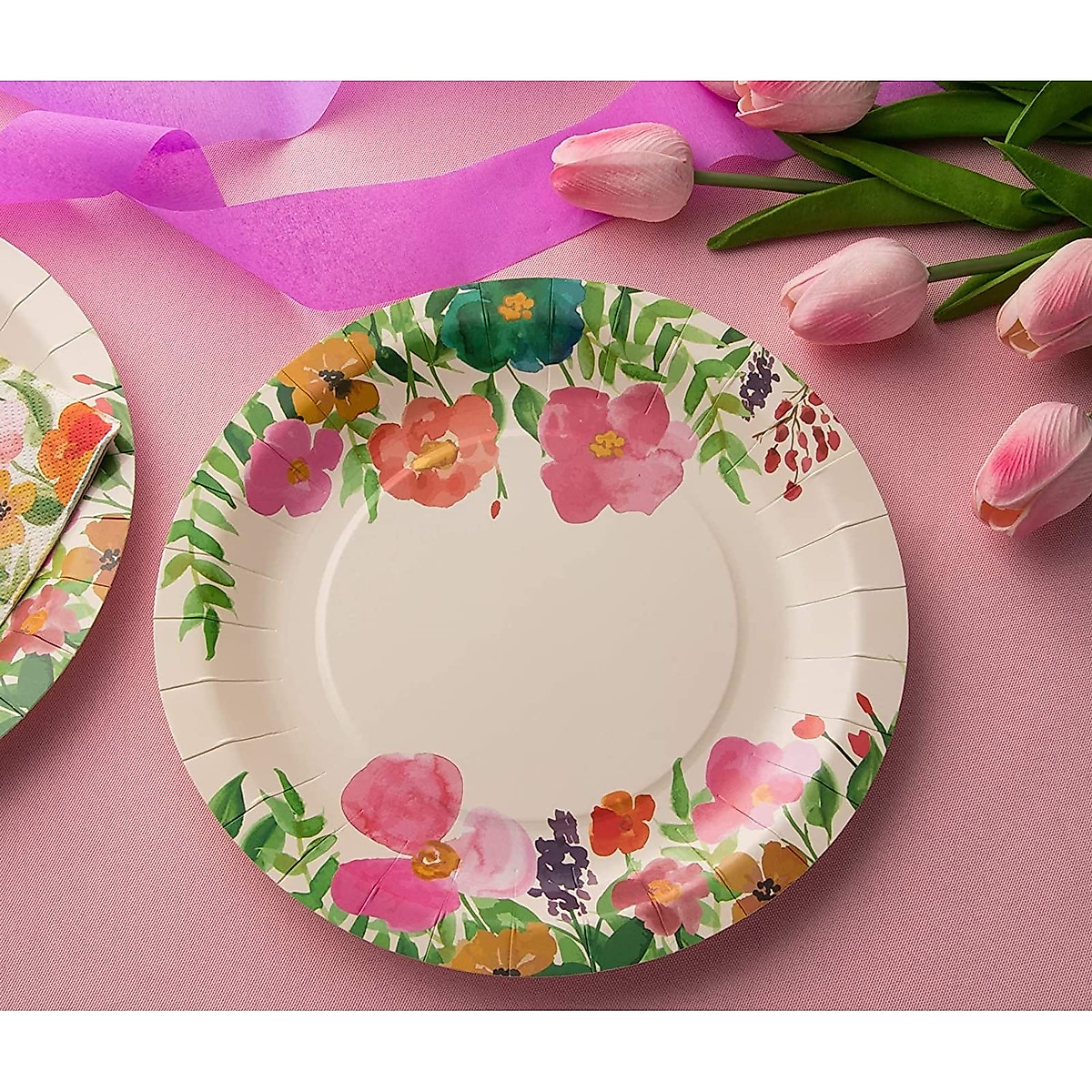 Juvale 80 Pack Disposable Watercolor Floral Party Plates, 9 Inches, Ideal for Tea Parties, Weddings, Bridals, Baby Showers, Outdoor Lunch