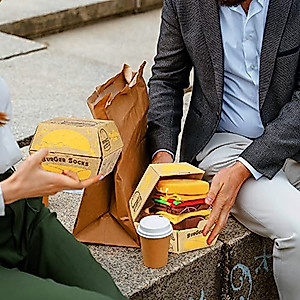 Funny Burger Socks Box for Men Women Teen Boys - Funny Gifts Hamburger Fun Novelty Funky Crazy Silly Cool Cute Food Socks-Valentines Day Birthday Gag Chirstmas Gifts Stocking Stuffers(L,2 pairs)