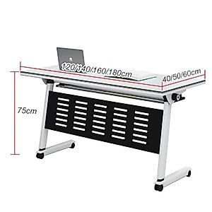 3 pcs Flip Top Mobile Training Table with Management & Lockable Wheels, Foldable Meeting Table for Conference Rooms,Training Rooms,Media Centers (Color : A, Size : 120 * 60 * 75cm)