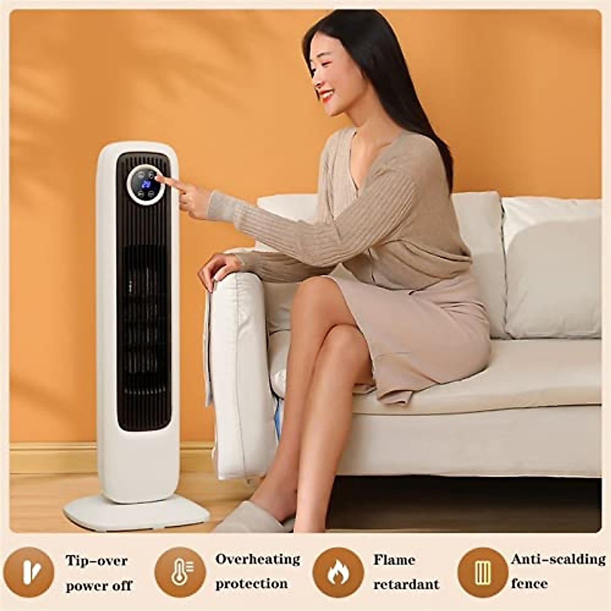Outdoor Garden Heater Portable Space Heater, Quiet Fast Heating Electric Heater with Overheating & Tip-Over Protection, Oscillating Ceramic Heater for Bedroom, Office Patio Heater