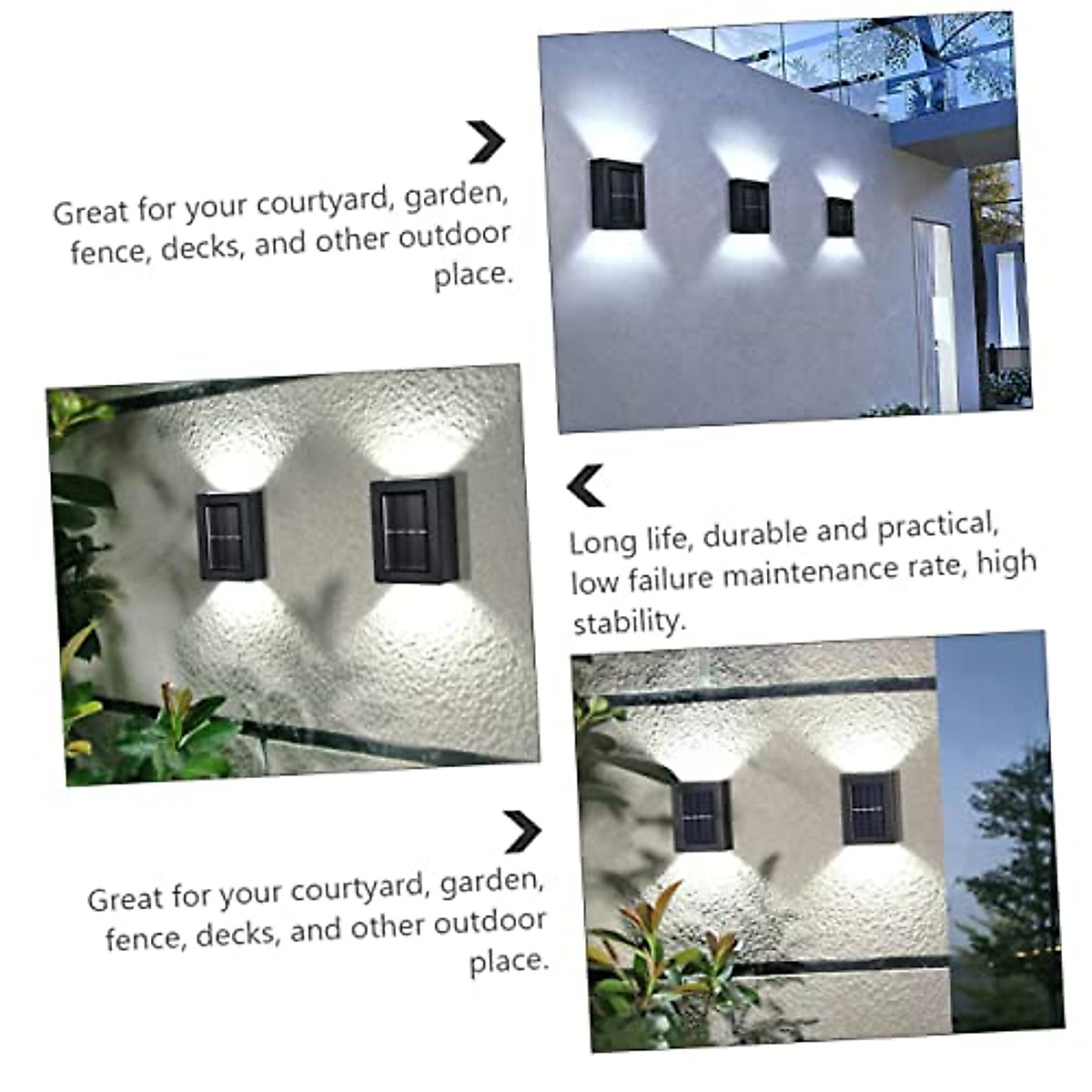 Uonlytech 1pc Solar Wall Light Street Lights Outdoor Black Wall Sconces Outdoor Wall Lamp Wall-Mounted Light Solar Street Light Solar Wall Lamp Water Proof Garden Light Decorate Abs Black