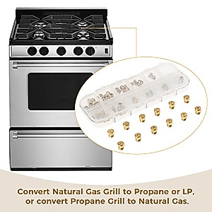 ETERMETA Range Stove Oven Orifice Conversion Kit, Propane Lp Natural Gas Brass Jet Burner Nozzle Replacement Parts M6x0.75 mm Gas Spray Tip 0.3/0.4/0/7/0.8/0.9/1.0/1.1/1.2/1.5/1.7/1.9mm, 36PCS