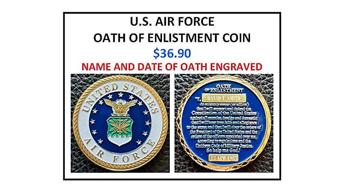 Personalized Air Force Challenge Coin - Engraved Oath