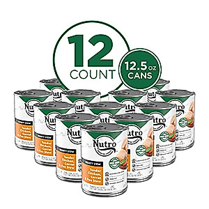 NUTRO HEARTY STEW Adult Natural Grain Free Wet Dog Food Cuts in Gravy Tender Chicken, Carrot & Pea Stew, 12.5 oz. Cans (Pack of 12)