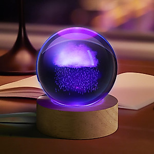 JANARARY 3D Galaxy Crystal Ball Night Light for Kids with Colorful LED Light Base, Color Changing Light with Remote as a Birthday Gift for Teens Boys and Girls, Rainy Cloud Model