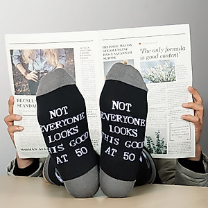 Jeasona 50th Birthday Gifts for Men Funny Fun Black Crew Cotton Socks