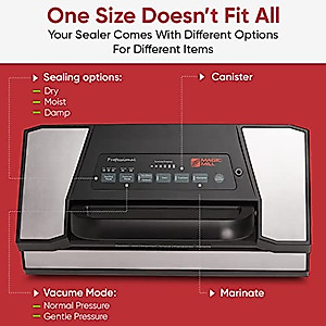 Magic Mill Professional Vacuum Sealer Machine Pro With New Patent Handle MVS-5181 for Food Bags, Marinate Bowls, and Meal Packing Cannister | Vacuum Sealer with Cutter and Jar Attachment | Manual and Automatic Bag Sealer with 2 Pressure Settings