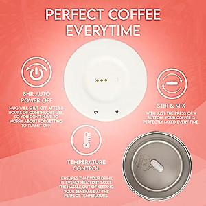 Temperature Control Smart Coffee Mug with Lid - Self Stirring Coffee Mug, Heated Coffee Mug Warmer Set for Desk Home Office 10oz