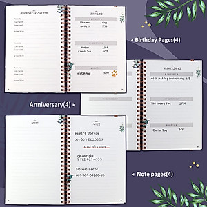 JUBTIC Hardcover Address Book with Alphabetical Tabs, Spiral Bound Address Book with Refillable Pages Medium Telephone book incl. Address, Password, Contact, Tel, Email, Important Date for Home Office