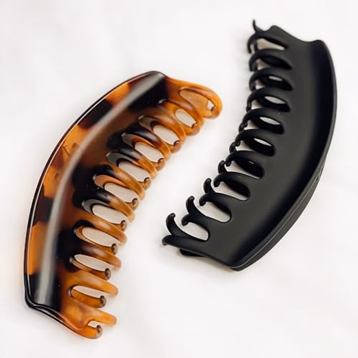 Kitsch Large Hair Clips for Women - Jumbo Dome & Claw Clips for Thick Hair | Big Banana Clips for Teen Girls | Stylish Hair Styling Accessories (2pc Tortoise&Black)