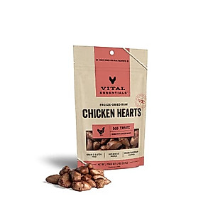 Vital Essentials Freeze Dried Dog Treats, Raw Chicken Hearts Treats for Dogs