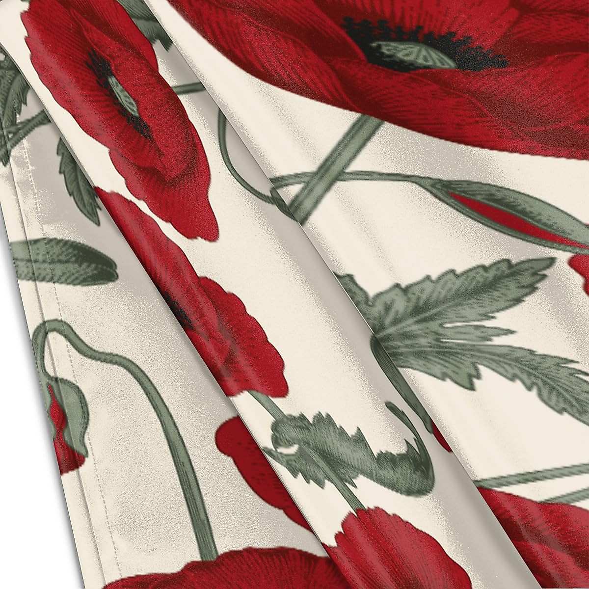 Poppies Satin Pillow Cases Silk Satin Pillowcase for Hair and Skin Standard Set of 2 Super Soft Silk Pillowcase with Envelope Closure (20x26 in)