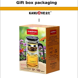 Kamjove Detachable Filter Glass Tea Pot 500ML，16.9OZ Borosilicate Heat Resistant Teapot