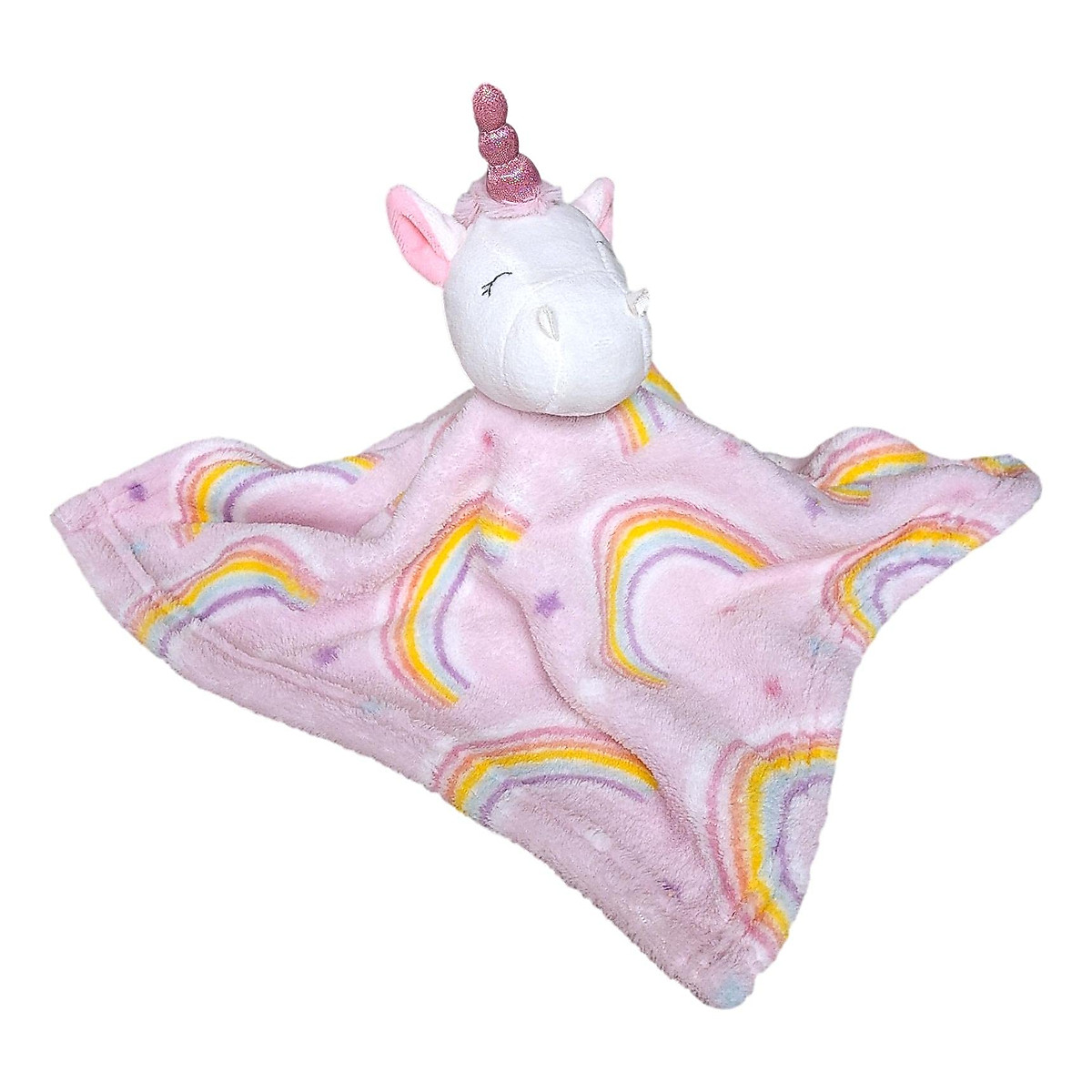 SONA G DESIGNS Plush Animal Security Lovey with Blanket Gift Set for Newborn Infant - Custom Personalized Available (Rainbow Unicorn Set with Embroidered Name)