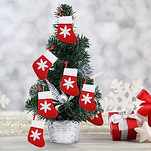 Kalekey 48 Pack Christmas Mini Stockings Tableware Holders Christmas Socks Decorations Spoon Fork Bag Candy Pouch Bag for Xmas Party Tree Dinner Table Home Ornaments