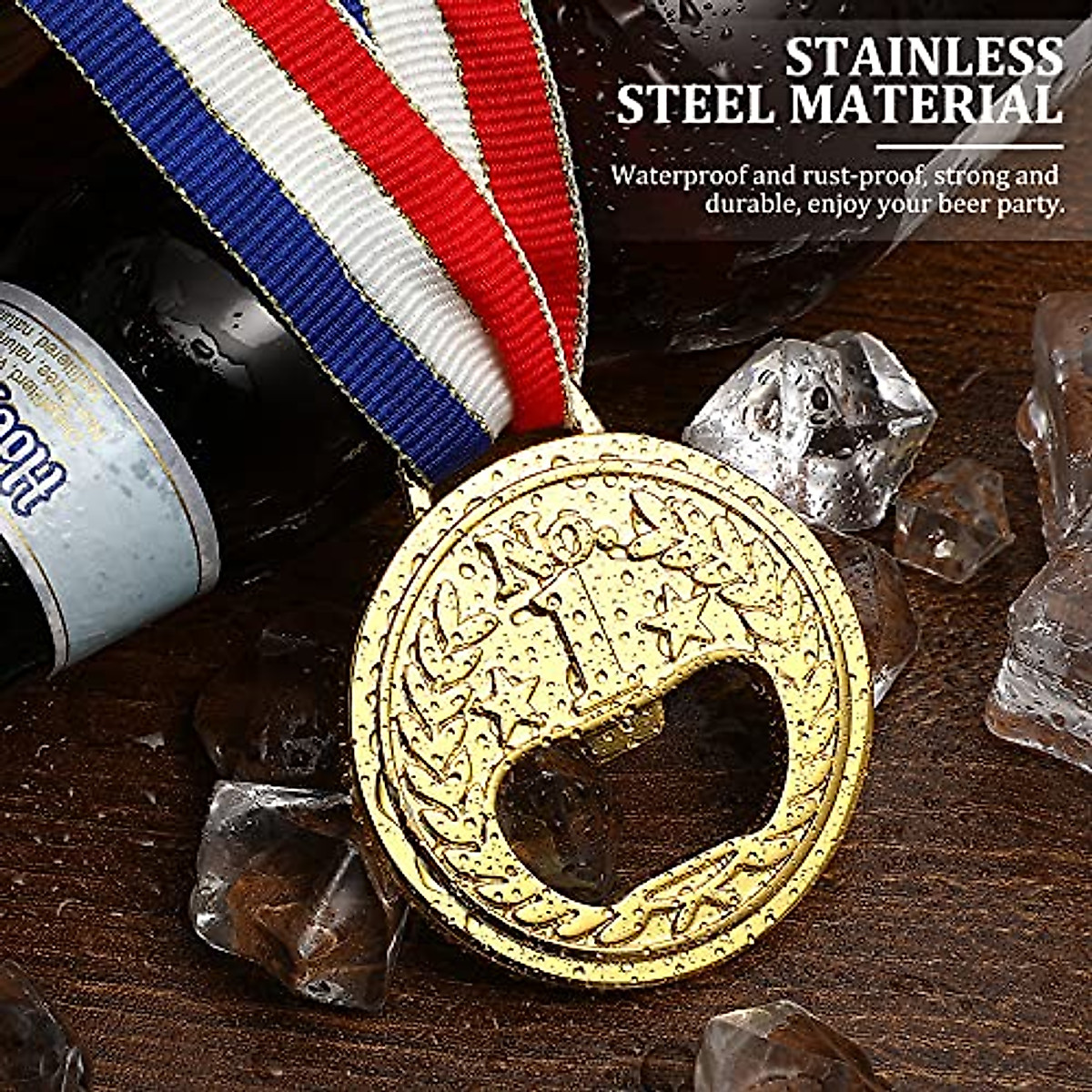 Cabilock 2PCS Olympic NO. 1 Bottle Opener Gold Medal Beer Opener Creative Jar Opener Beer Lid Remover Wine Beer Accessories