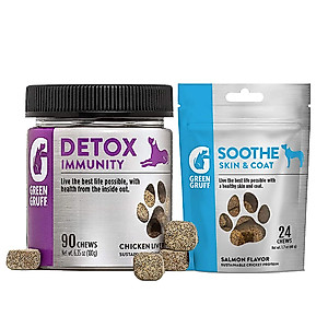 Green Gruff Dog Probiotics & Digestive Enzymes and Skin & Coat Supplement Bundle - Organic Dog Immune Supplement - Omega 3 Fish Oil for Dogs - Dry Skin, Shedding, Dog Itch ReliefMade in USA