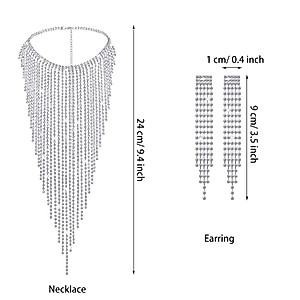 Hicarer Tassel Collar Statement Necklace with Tassel Earring for Women Jewelry Suit