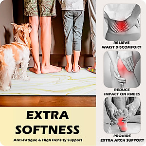 Gold and White Kitchen Rugs 2/5 Inch Thick Cushioned Anti Fatigue Marble Kitchen Mats 2 PCS Waterproof Non-Slip PVC Runner Rug Comfort Floor Mat for Kitchen Sink Laundry,17.3''x 28''+17.3'' x 47''