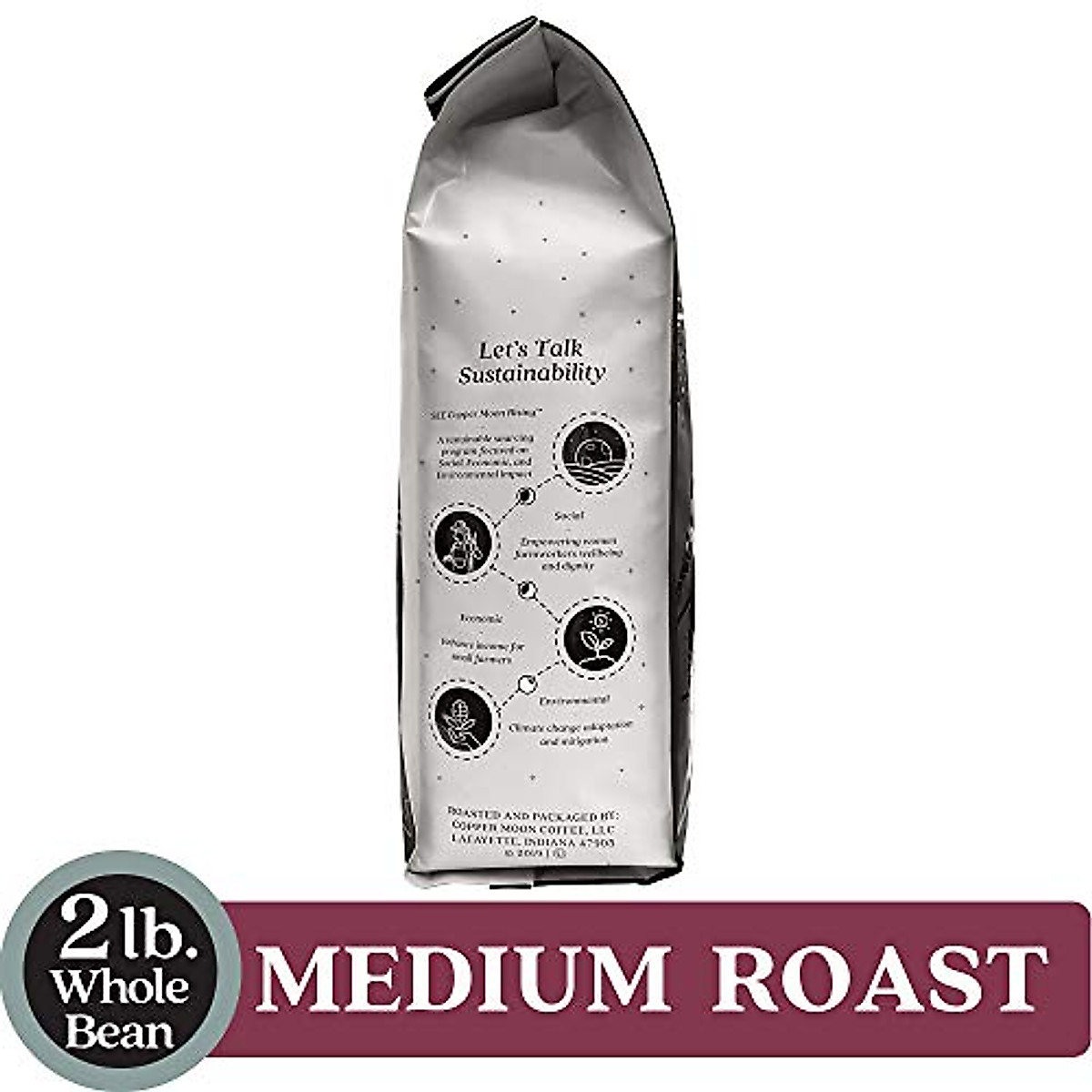 Copper Moon Whole Bean Coffee, Medium Roast, Colombian Blend, 2 Lb