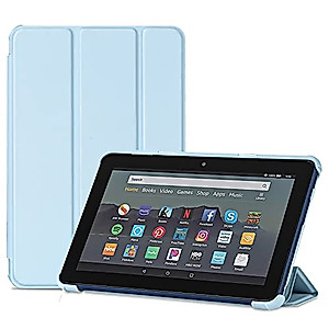 Case for Amazon HD Fire 7 Tablet 12th Generation 2022 Released, Soft Comfortable Case, Ultra Slim Lightweight Trifold Stand Cover with Auto Sleep/Wake (Lake Blue)
