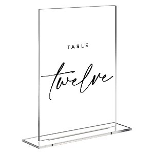 5x7 Inch Clear Acrylic Sign with Stand | 10 Pack Blank Acrylic Table Signs and Base for DIY Wedding Table Numbers, Wedding Signage, Events& Parties