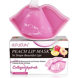 20Pcs Lip Mask Peach: Lip Care Anti-Wrinkle, Anti-Aging, Hydrates & Moisturizing Lip Sleep Mask for Dry Lips