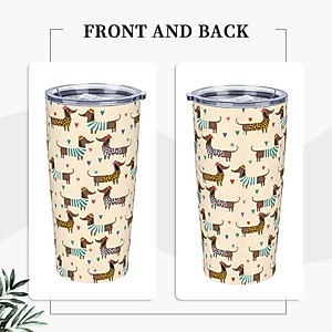 CHASOEA Dachshund Tumbler 20oz Cute Dog Stainless Steel Insulated Tumblers with Lid and Straw Animal Travel Coffee Mug Tea Wine Cups Water Bottle Dogs Gifts for Women Dog Lover