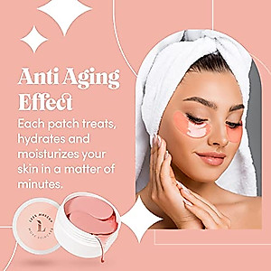 Rose Golden Under Eye Collagen Gel Mask - Bright Eyes Anti Aging Treatment For Dark Circles, Puffy Eyes, Bags, Fine Lines - 30 Pairs (60 Total Rose Gold Patches)