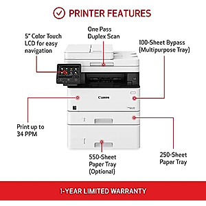 Canon imageCLASS MF451dw All-in-One Wireless Monochrome Laser Printer, Print Copy Scan, 5"inch Color Touch,USB 2.0,8.5" x 14",AirPrint,Durlyfish