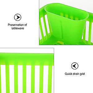 Hemoton Dish Drainer Rack Dish Drying Rack Utensil Cutlery Holder Over Sink Dish Rack Basket Shelf Chopsticks Holder for Kitchen Counter Organiser Green